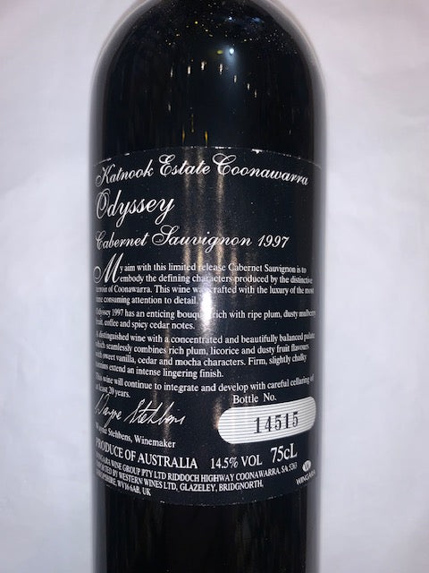 Katnook Odyssey 1997 Cabernet Sauvignon Coonawarra 75cl – Wine Raks